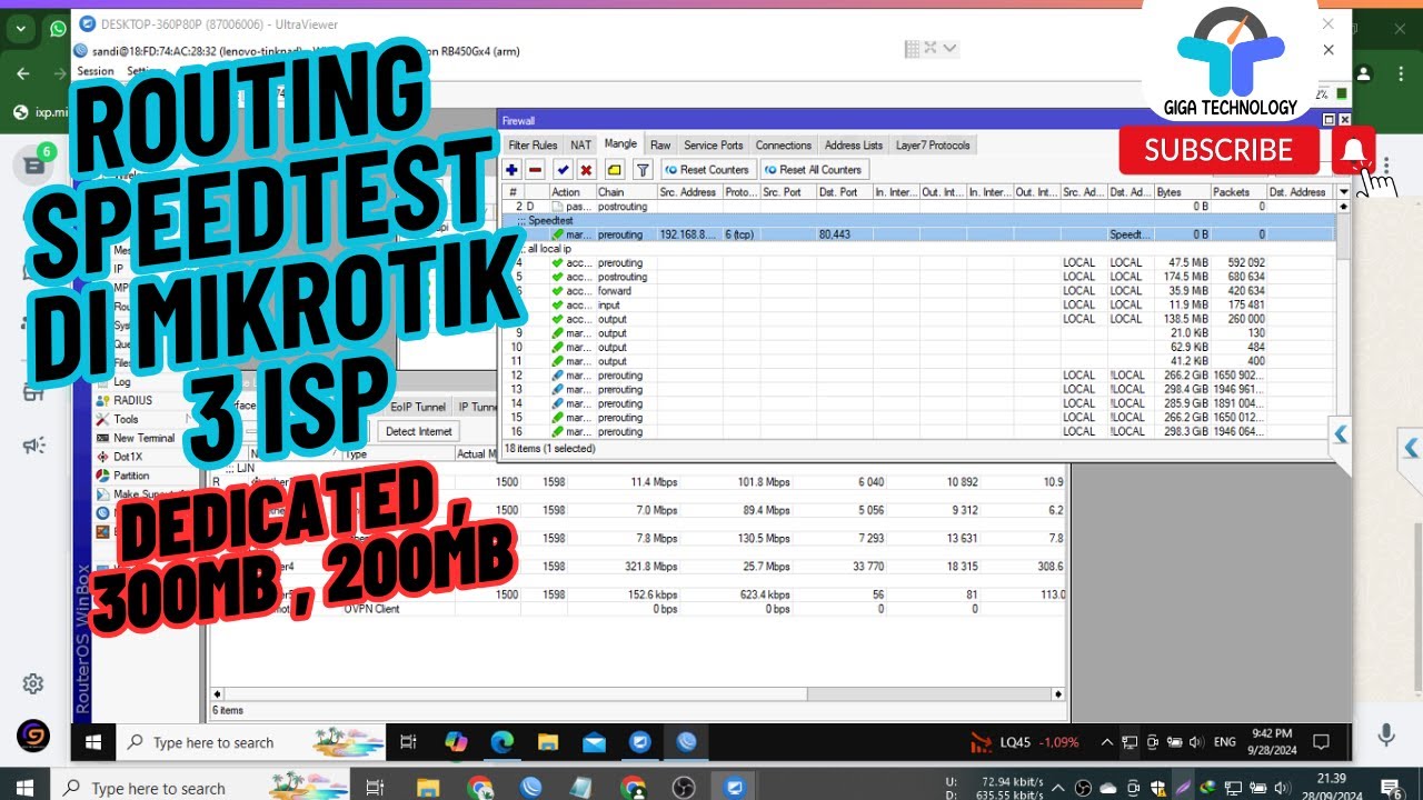 Routing SPeedtest di Mikrotik dengan 3 Loadbalance - YouTube