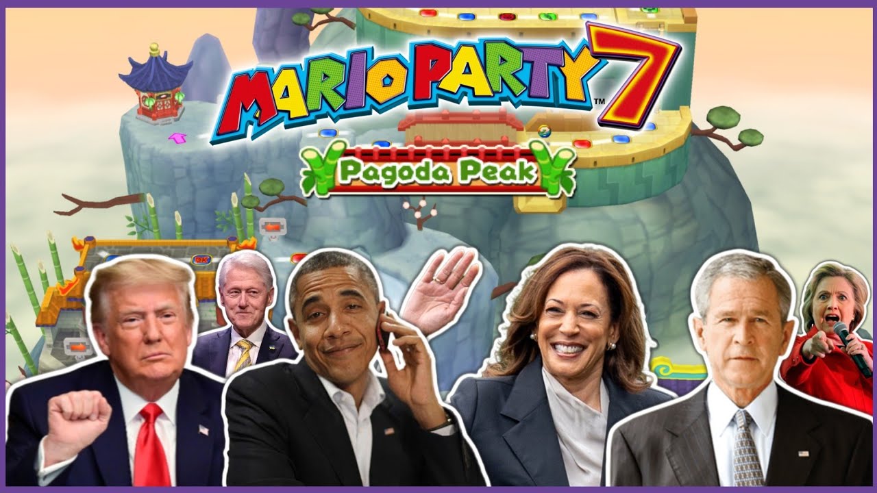 US Presidents Play MARIO PARTY 7: PAGODA PEAK with Kamala Harris - YouTube