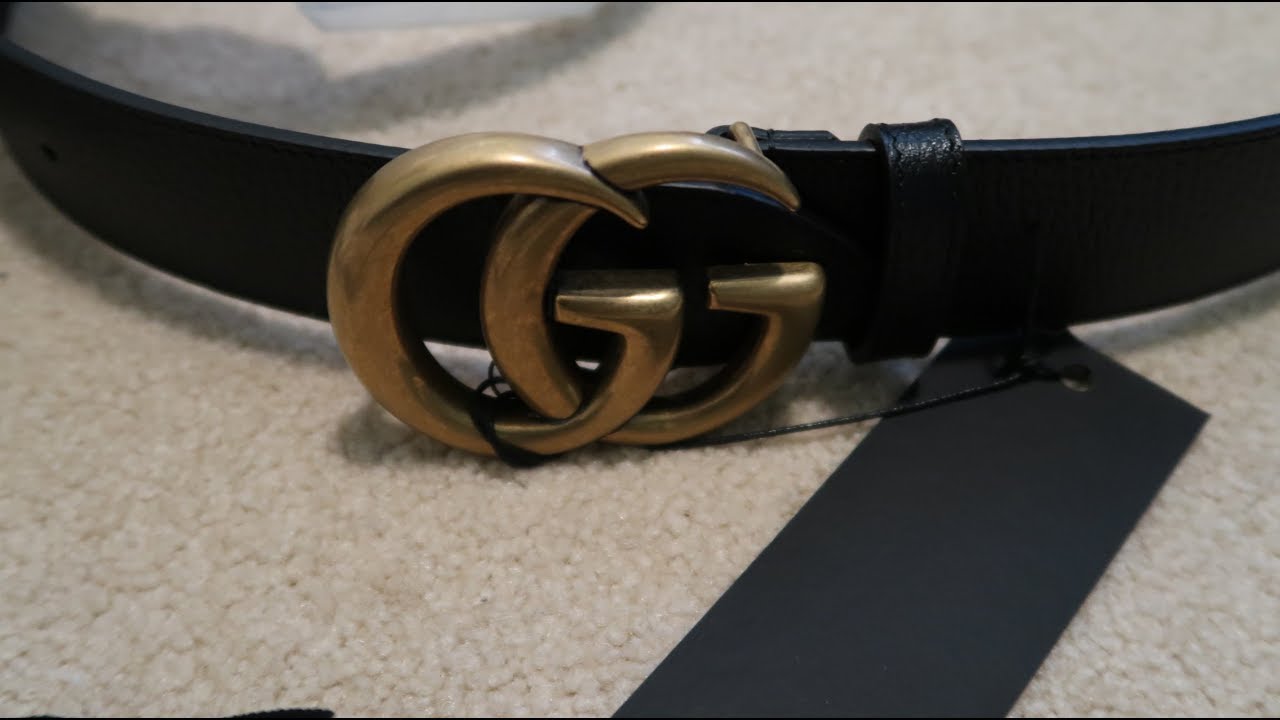 Gucci Black Marmont Belt Pickup/Unboxing - YouTube