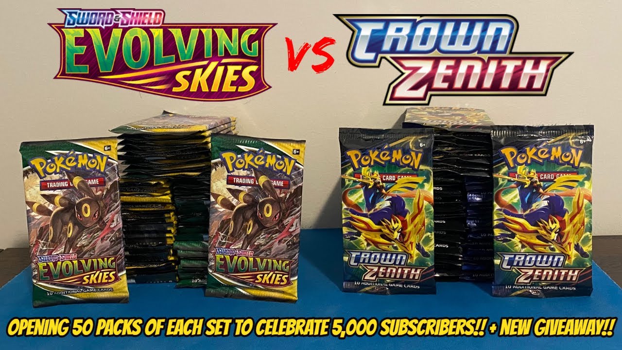 50 PACKS OF EVOLVING SKIES vs 50 PACKS OF CROWN ZENITH to CELEBRATE ...