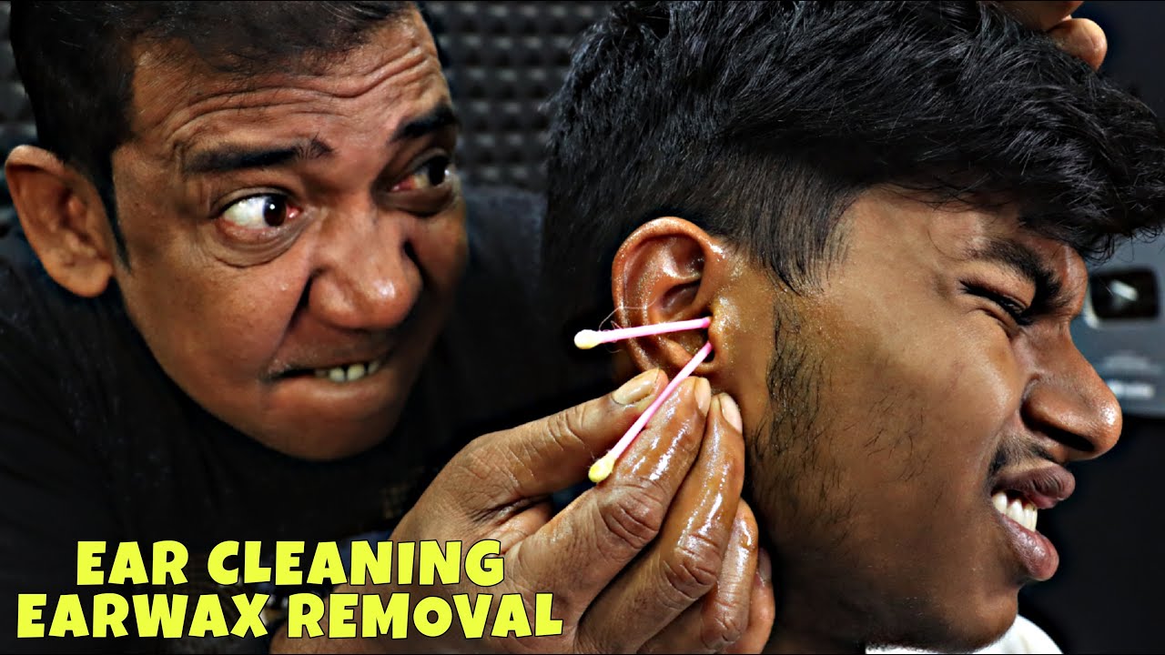 Ear Massage with Oil | Earwax Removal by Asim Barber | Head Massage ...