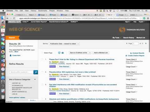 Using Web of Science to Generate a Citation Report - YouTube