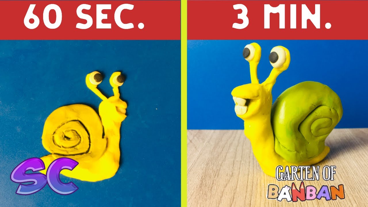 60 seconds VS 3 minutes. | SNAIL SELINE | GARTEN OF BANBAN CLAY - YouTube