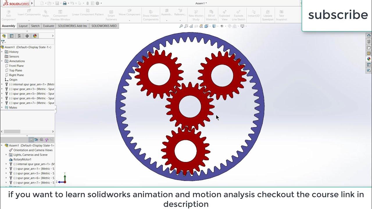Planetary gear system in Solidworks - YouTube