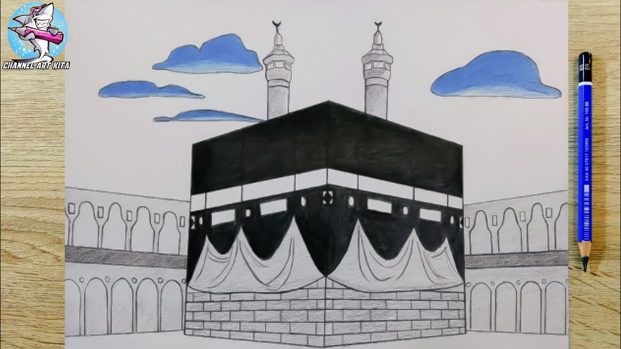 how to draw Kaaba with pencil || kaaba drawing tutorial || menggambar ...