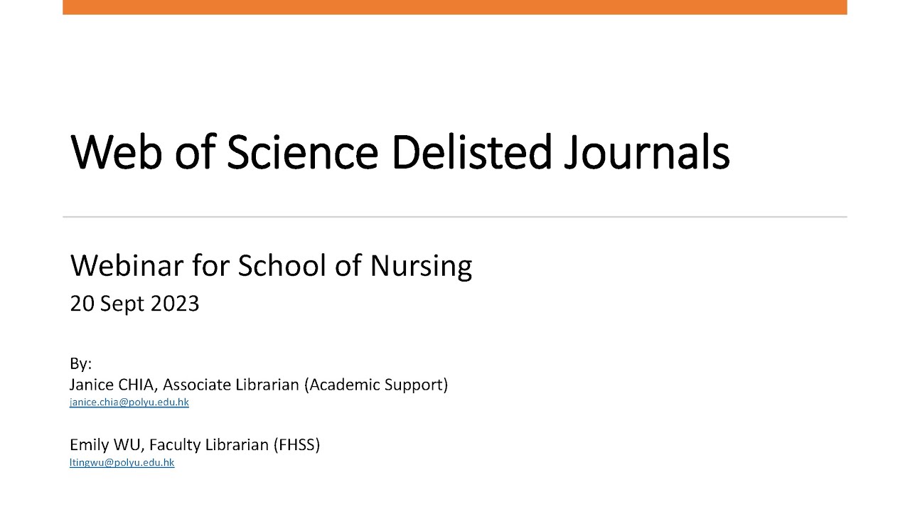 Webinar - Web of Science Delisted Journals - YouTube