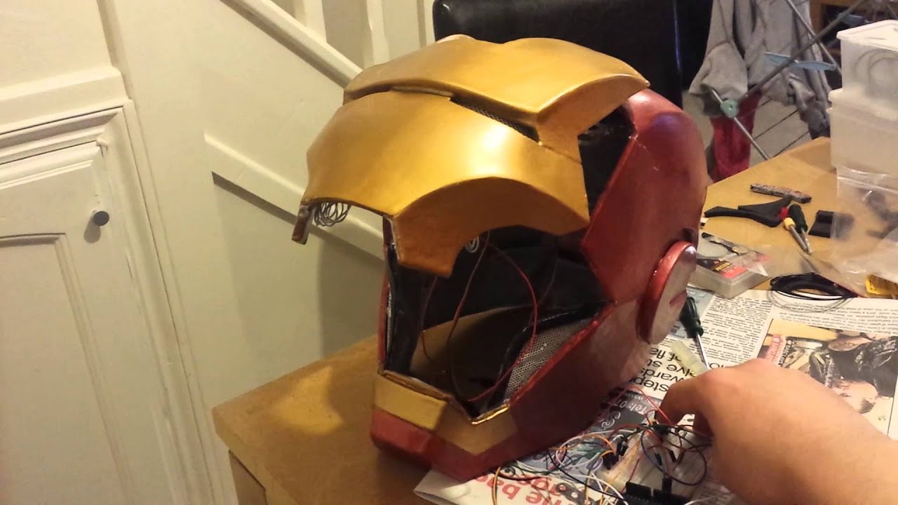 Working Ironman helmet with 2 Servos and LEDs - YouTube