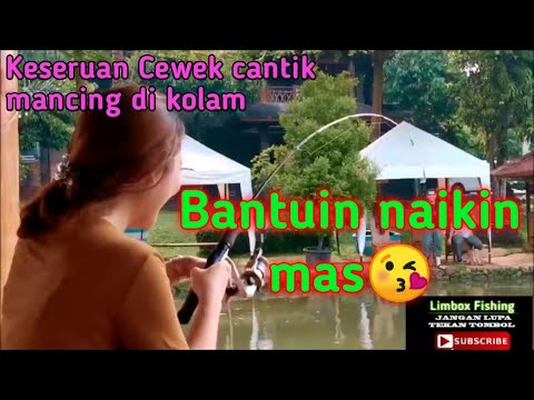 Cewek Cantik Mancing ikan Mas di kolam Dapet besar