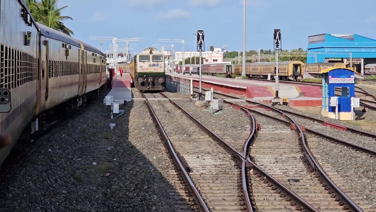 Rameswaram Tirupati Express departing Rameswaram with Tricolor GOC WDP ...