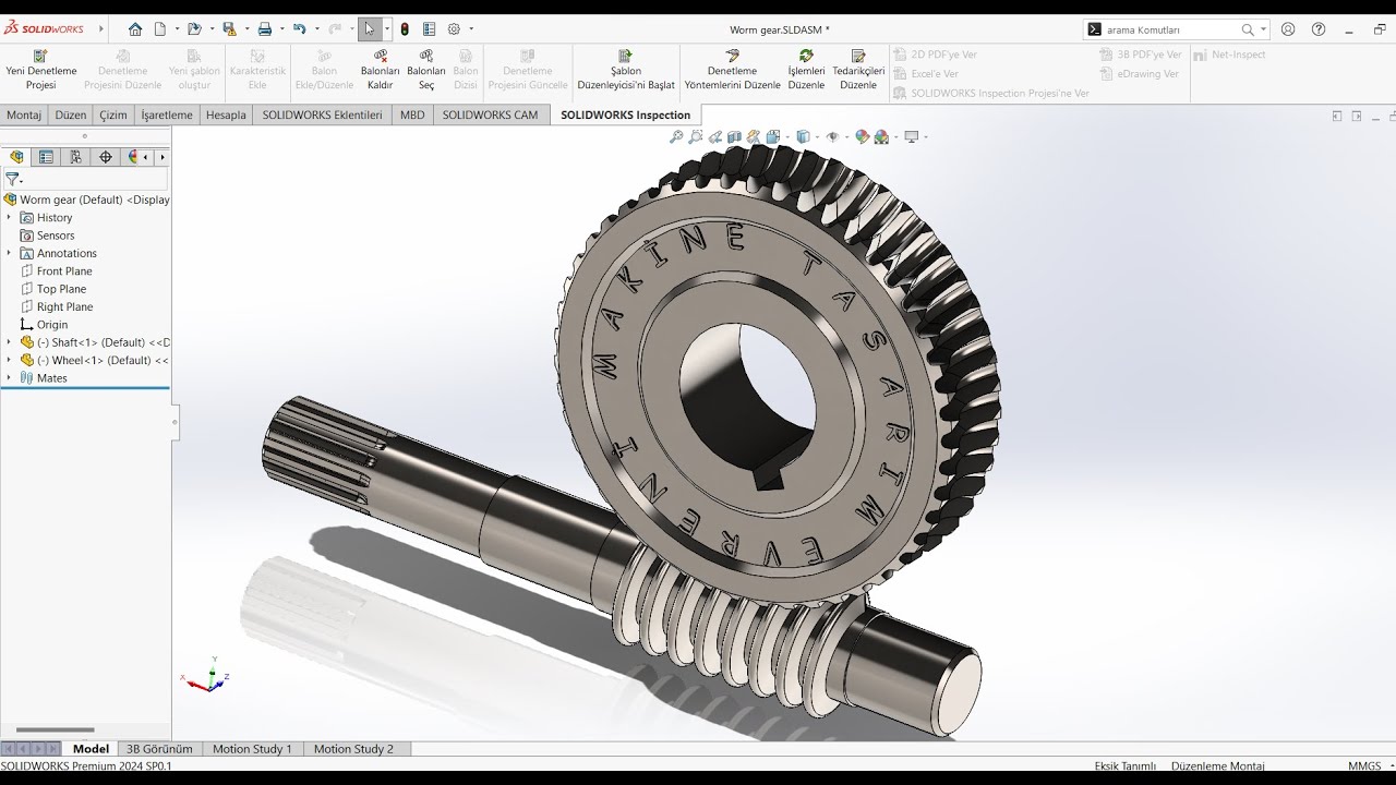 Karşılık Dişlisi ve Sonsuz Vida Tasarımı ve Montajı ‐ WormGear Design ...
