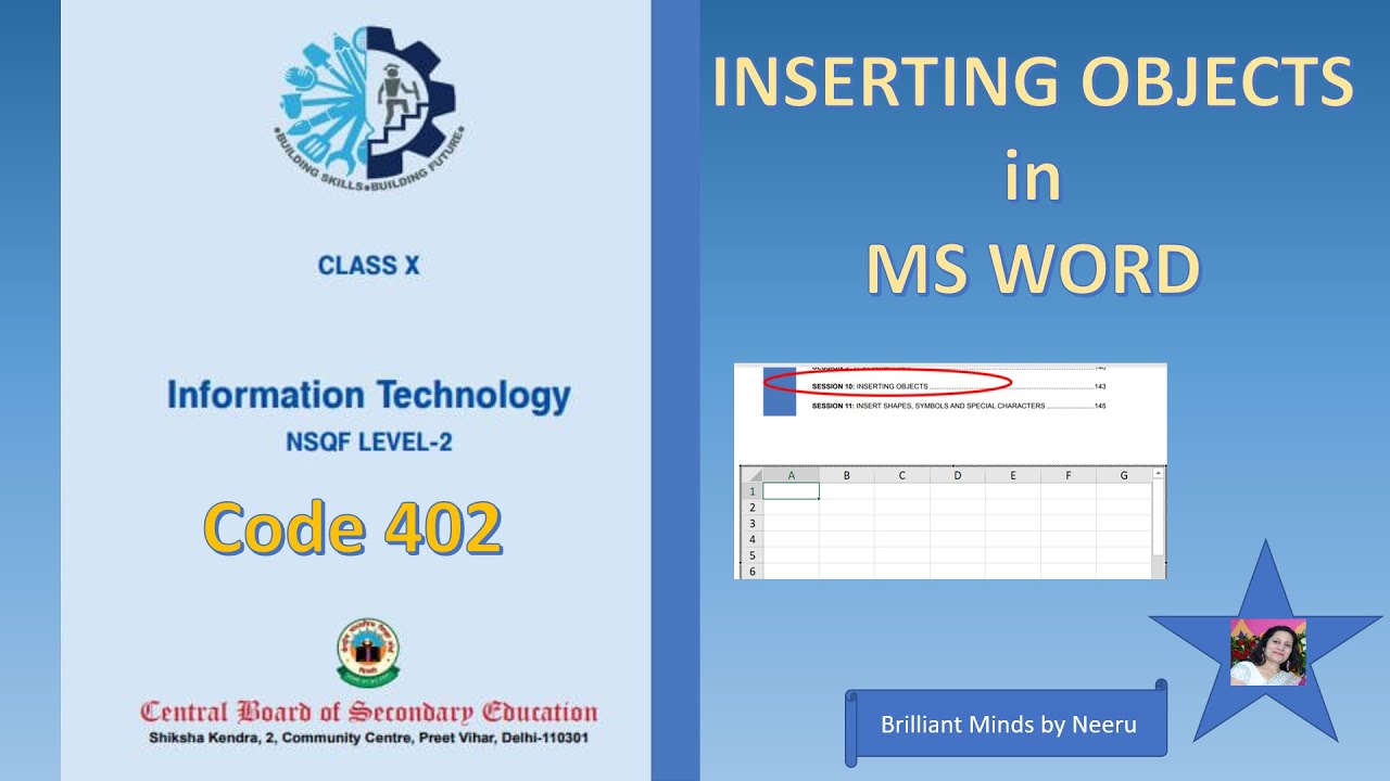 INSERTING OBJECTS in MS WORD Class X IT Code 402 - YouTube