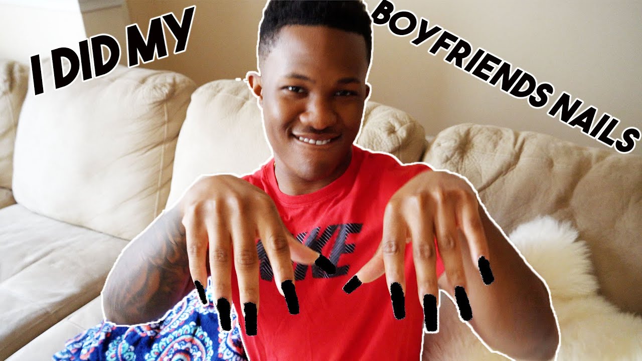 BOYFRIEND WEARS LONG ACRYLIC NAILS FOR THE 1ST TIME! - YouTube