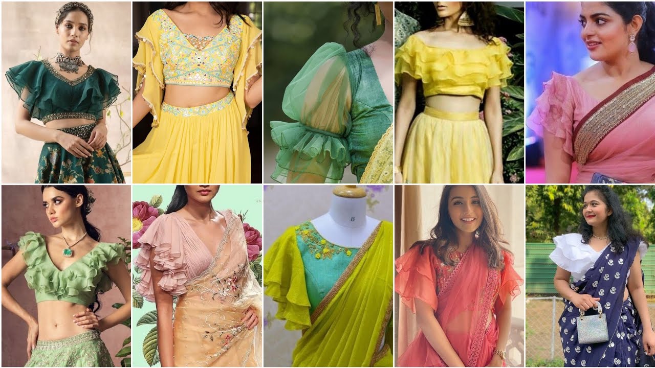 latest ruffle sleeve blouse designs |new model ruffle sleeve blouse ...