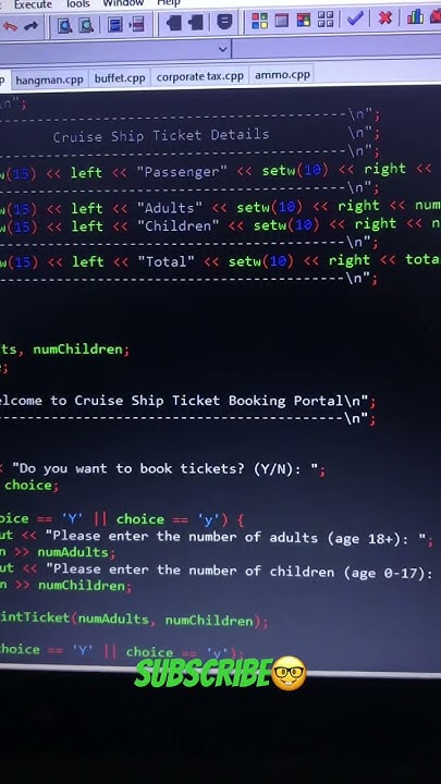 Cruise Ship In C Ide Dev C Cppprogramming Codingtime Codinglife