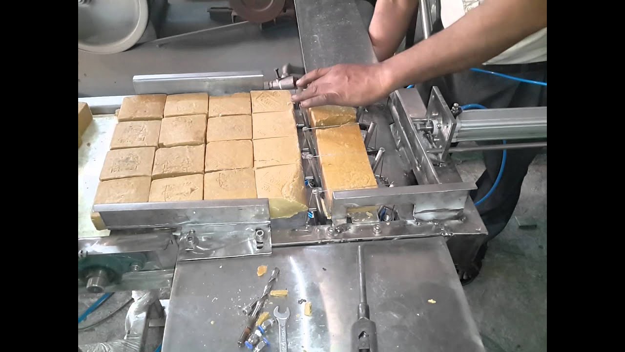 Pneumatic soap cutting machine - YouTube