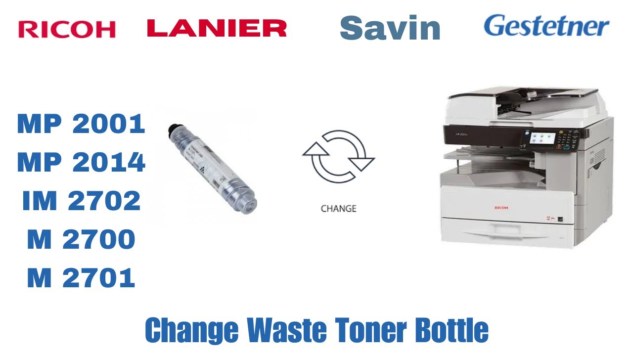 How to replace the waste toner bottle in your Ricoh printer, mp2501SP ...
