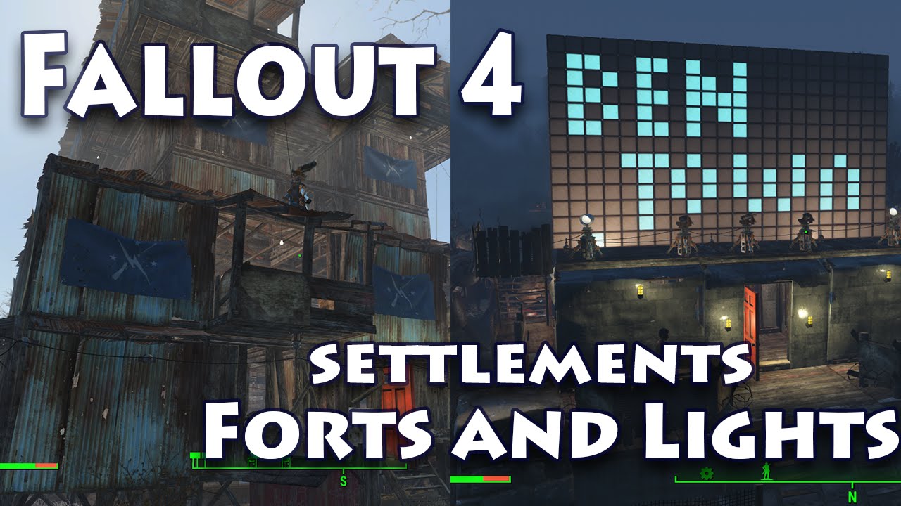 Fallout 4: Settlement Castle Fort & Light Box Sign! - YouTube