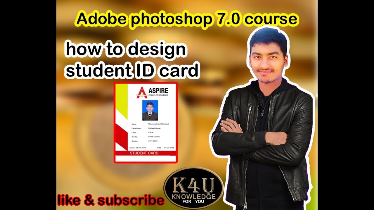 How make student id card in adobe photoshop 7.0 - YouTube