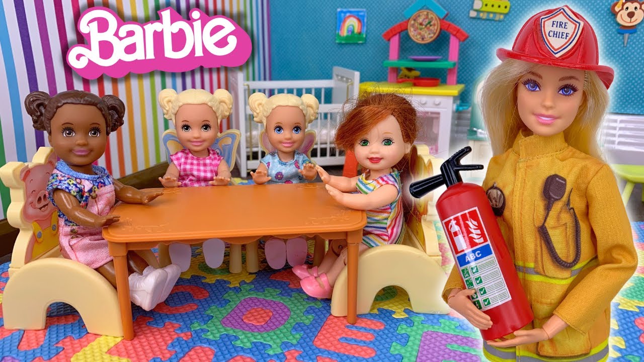 Barbie Doll School Toddlers Learn Fire Safety - Barbie Firefighter ...