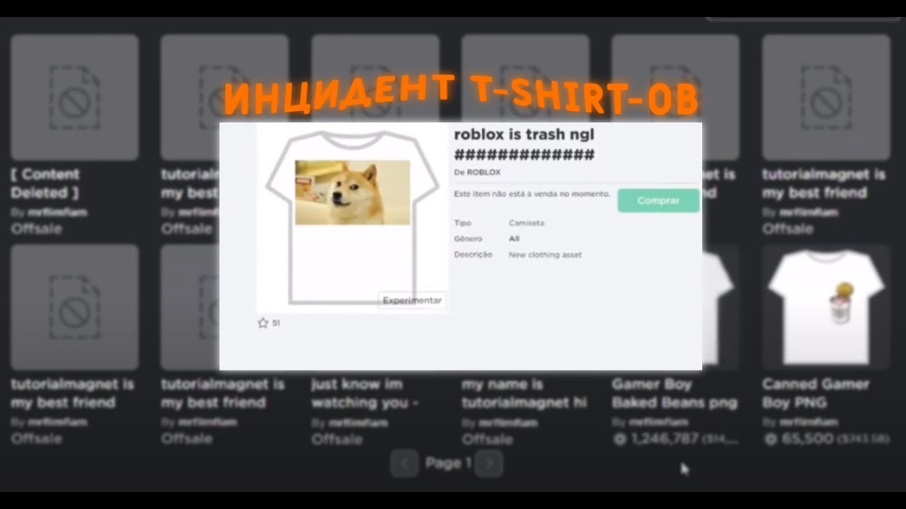 ИНЦИДЕНТ T-SHIRT-ОВ В РОБЛОКСЕ! | ROBLOX T-SHIRTS INCIDENT - YouTube