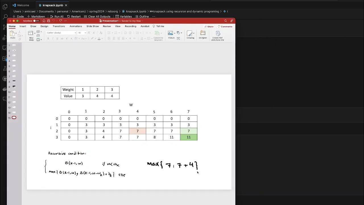 knapsack dynamic programming part2 [In English] - YouTube