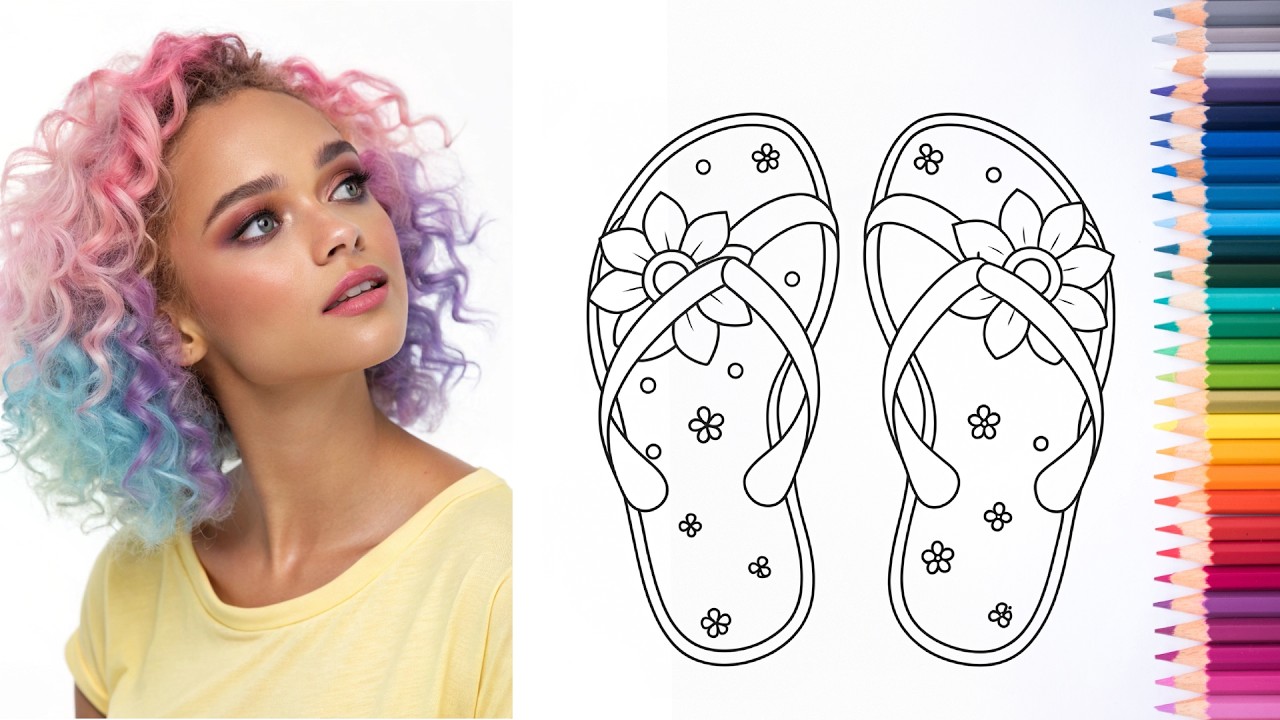 Step into Summer! 🌞 Coloring Flip Flops | Summer Easy Coloring Book ...