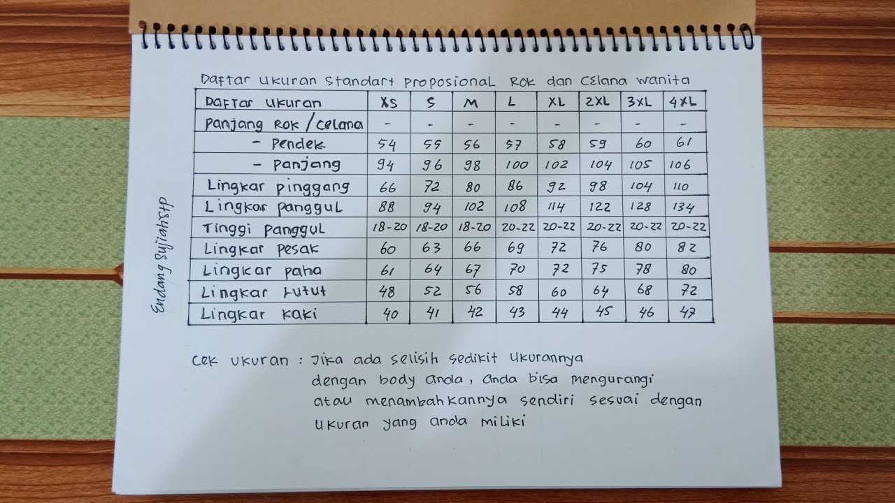 Daftar ukuran rok & celana - YouTube