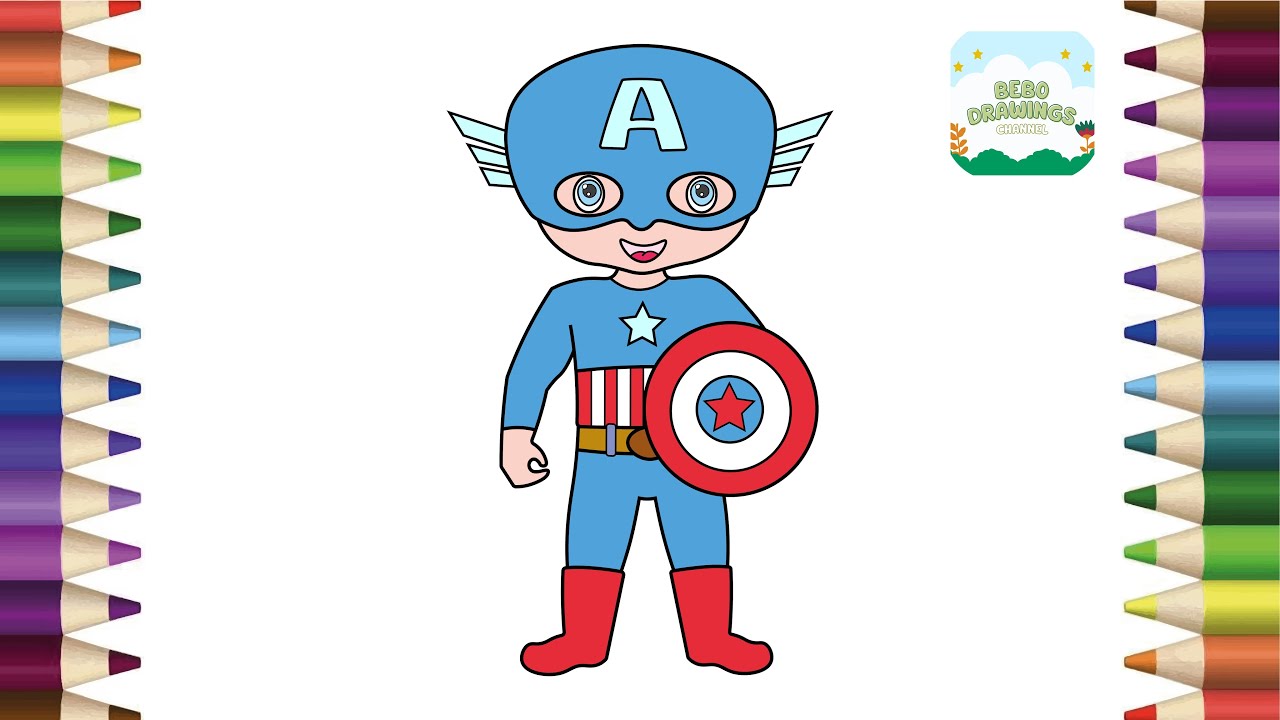 How to Draw Captain America Simple & Easy Step by Step for Kids ...