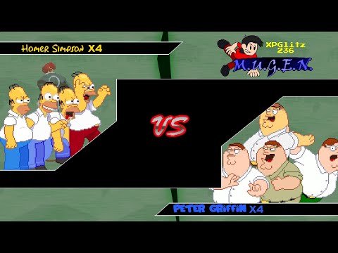 MUGEN Homer Simpson X4 vs Peter Griffin X4