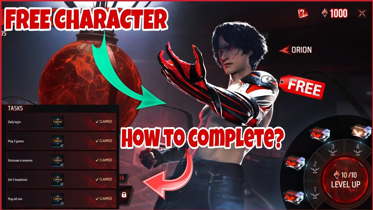 Orion Character || How to claim in freefire ||free fire new event ...
