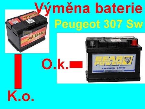 Výměna autobaterie Peugeot 307 Sw - YouTube