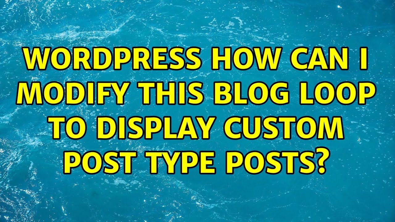 Wordpress How Can I Modify This Blog Loop To Display Custom Post Type Wordpress How Can I Modify This Blog Loop To Display Custom Post Type