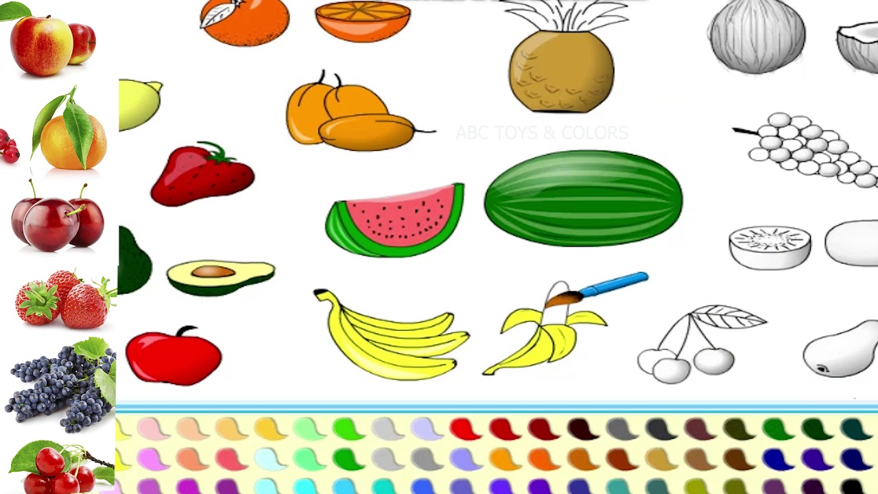 Learn The Names Of Fruits| COLORING FRUITS | Learn & Color the Fruits ...