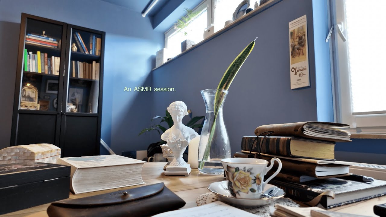 ASMR - Decorating my old notebook with me Paper sound, drinking tea ...