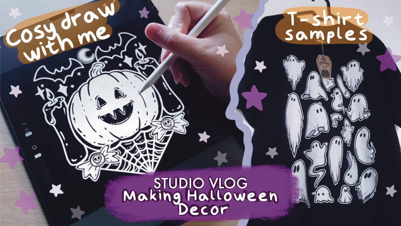 Making Halloween Decor | Spooky Procreate Draw with me | Unboxing ...