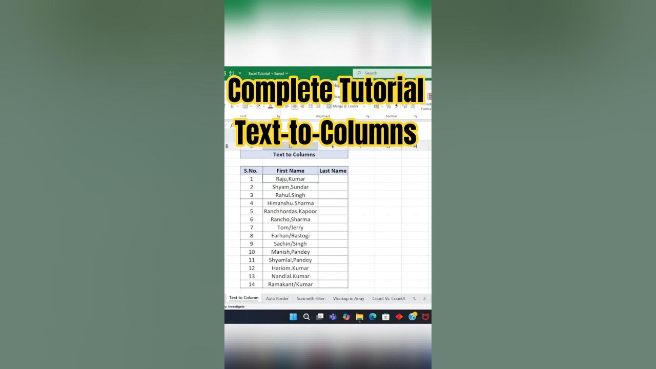 Splitting Names with Text-to-Columns in Excel | Tutorial #excel #formula #exceltips - YouTube