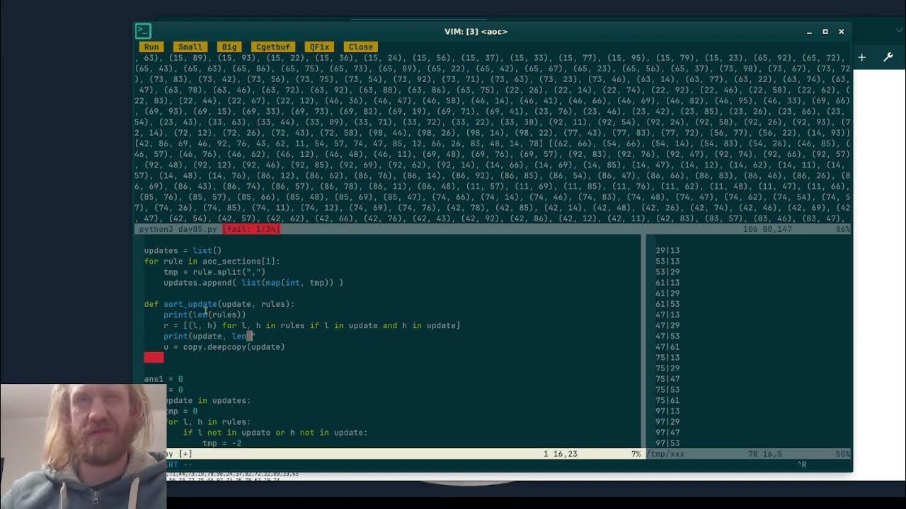 Live unscripted coding Advent of Code 2025 day 5 - YouTube