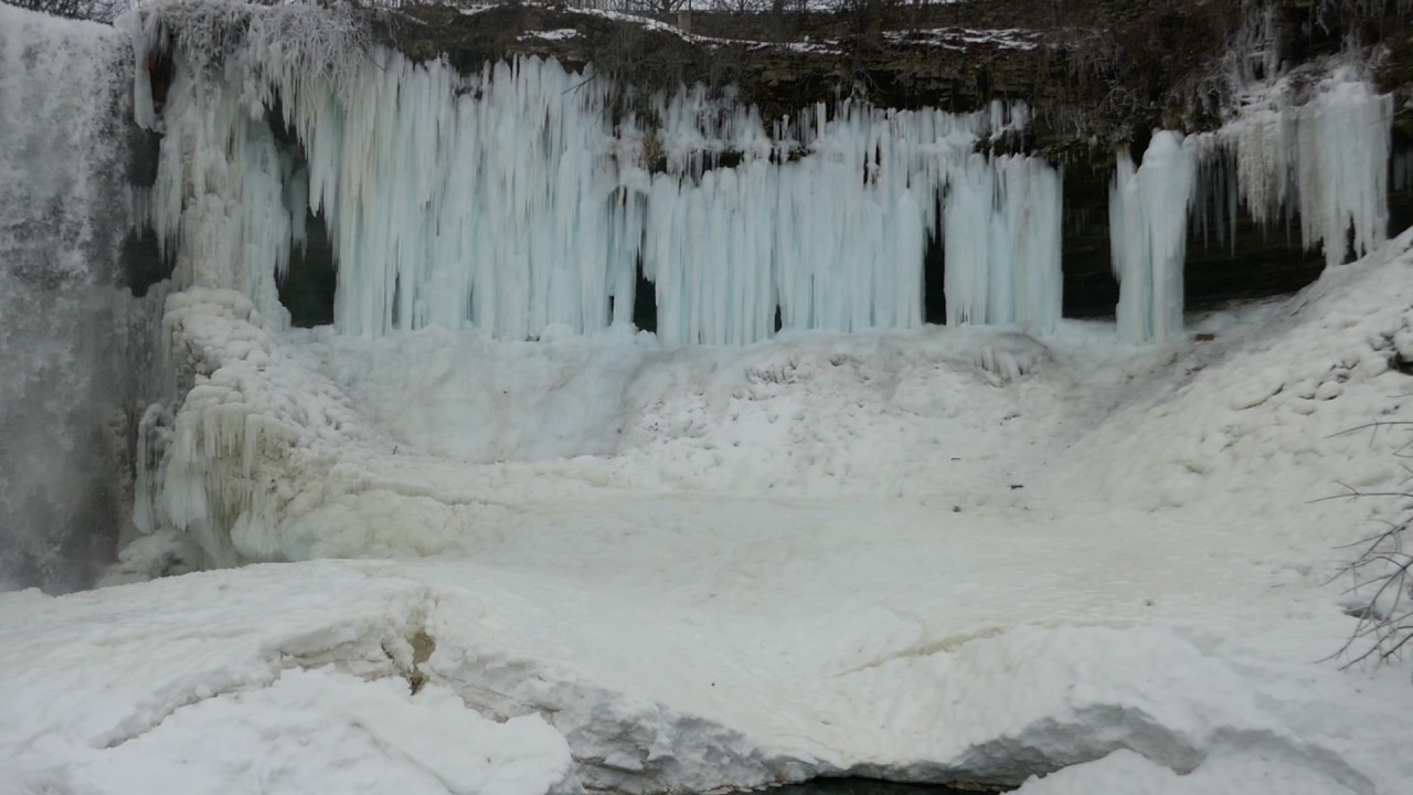 Winter Frozen Minnehaha Falls Minneapolis Minnesota - YouTube