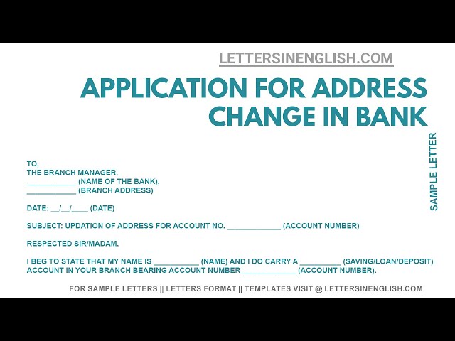 Bank Address Change Letter Format Letter To Bank Manager Format,