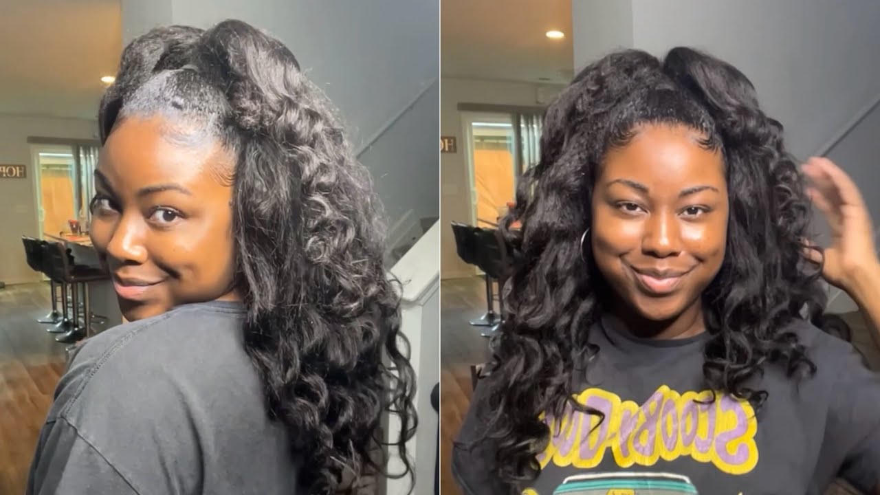 Natural Textured U-Part Wig turned into Half Up Half Down Hairstyle ...