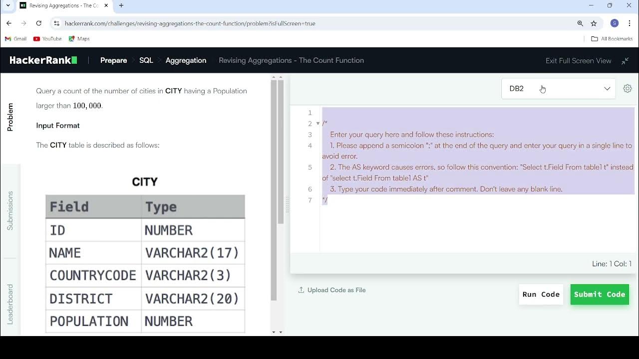 Revising Aggregations The Count Function | DAY 20 /100 | SQL Solutions - YouTube