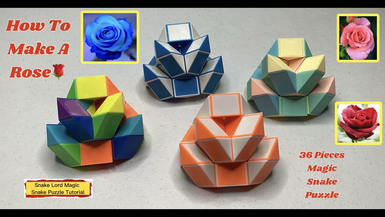 How To Make A Rose🌹 - 36 Pieces Magic Snake Puzzle - 魔 尺 36 段 - YouTube