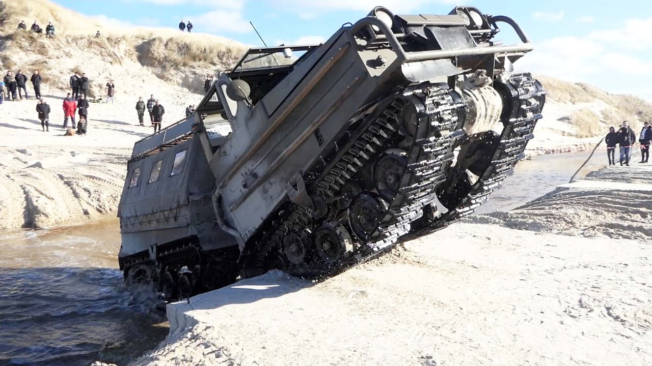 Volvo BV202 Amphibious Swedish Army Vehicle going Crazy at Løkken Beach ...