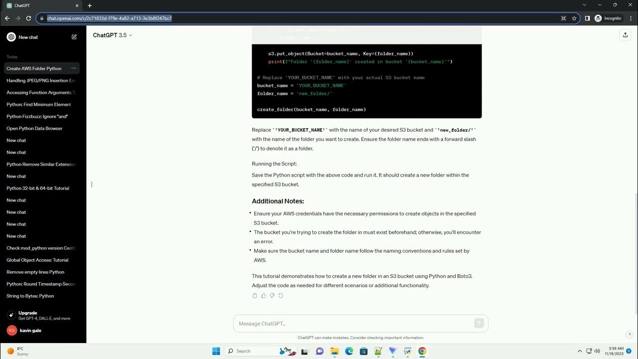 Creating a new folder in aws using python boto3 - YouTube