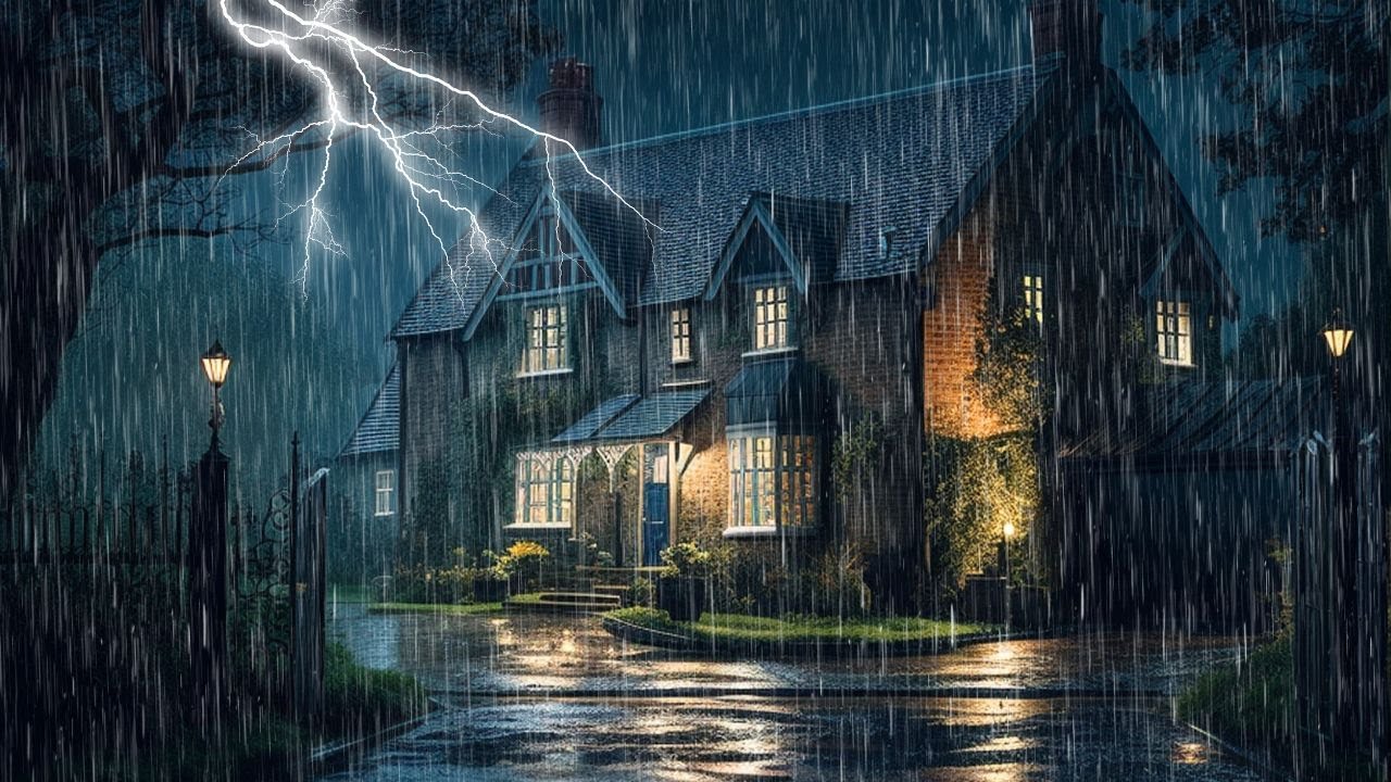 Rain Falling On A Quiet House, Heavy Storms In The Night Going To Sleep ...