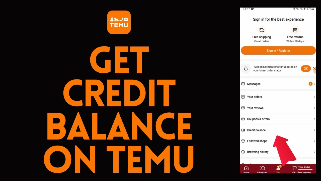 How to Get Credit Balance on TEMU App (2023) - YouTube