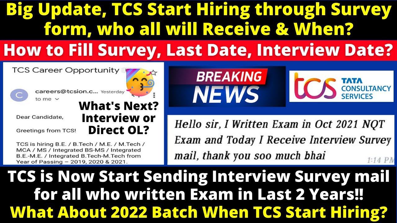 TCS Interview Survey Mail Hiring Started⚡What's Next Interview or ...