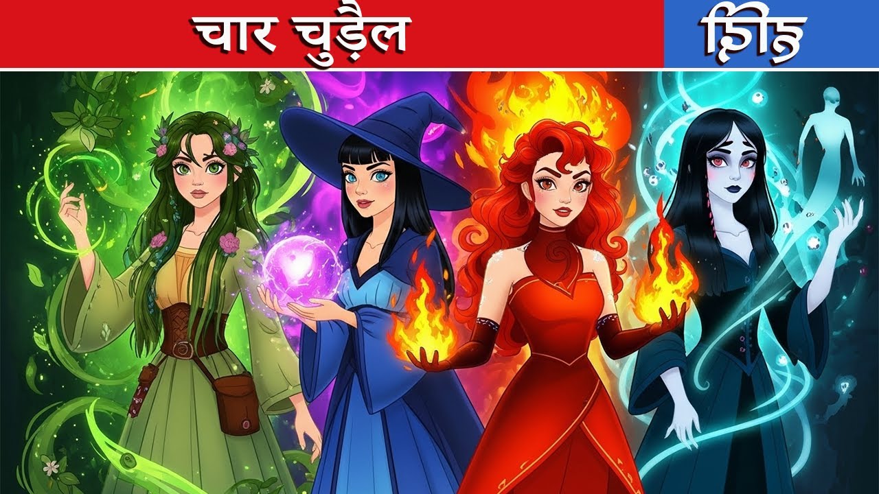 Witchy Misfits in Urdu | चार चुड़ैल | Fairy tale in Urdu | Hindi Fairy ...
