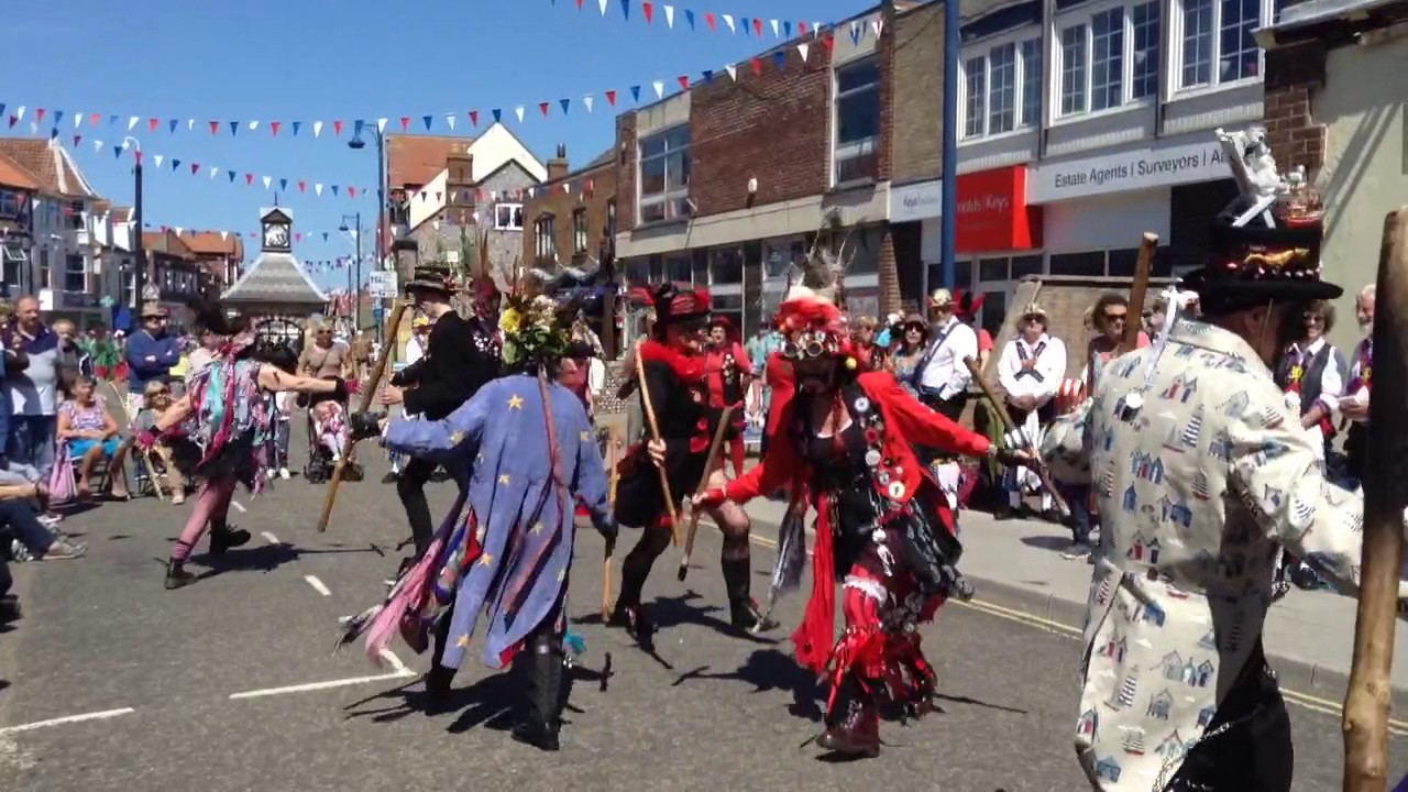 Black Pig Border Morris dancing outside the Robin Hood, Sheringham ...
