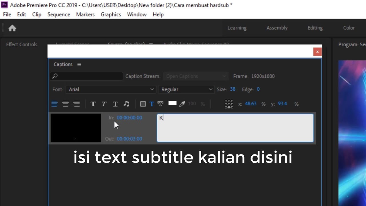 Cara membuat Hard Subtitle di Adobe Premiere.. ternyata susah" gampang ...